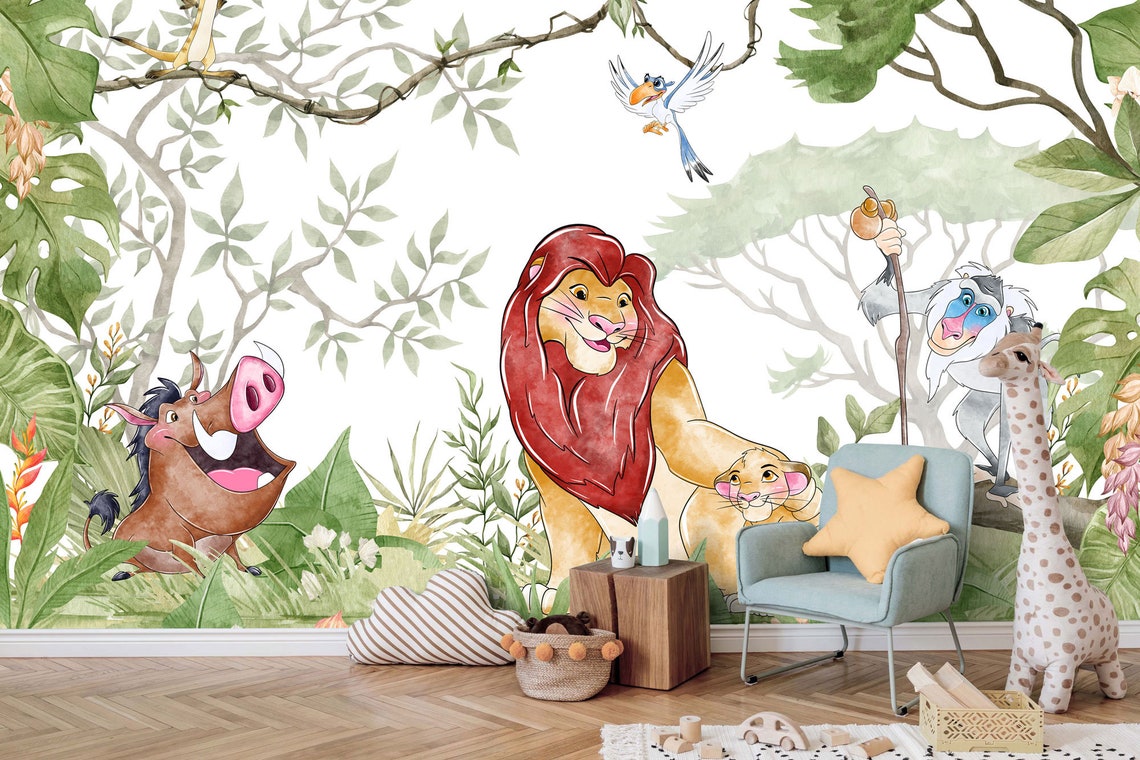 Simba and Friends Wall Mural | Simba Wall Mural | Lion King Wallpaper ...