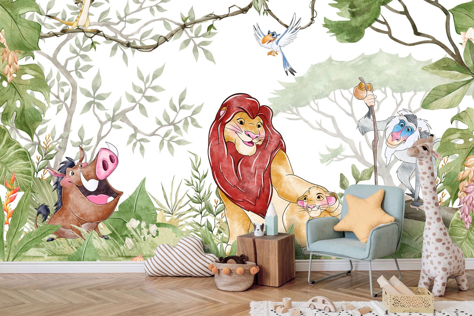 Simba and Friends Wall Mural | Simba Wall Mural | Lion King Wallpaper ...