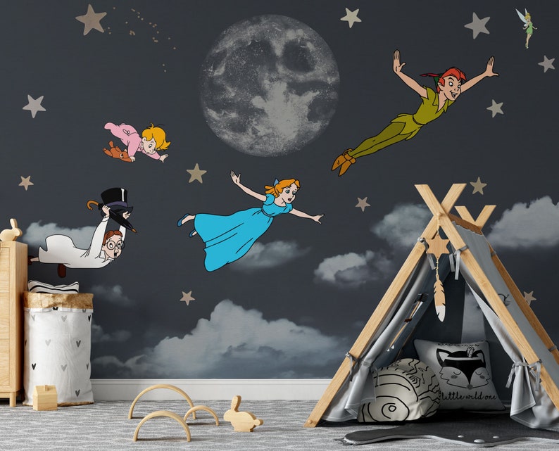 Peter Pan Wall Mural | Neverland Wallpaper | Nursery Decor | Children ...
