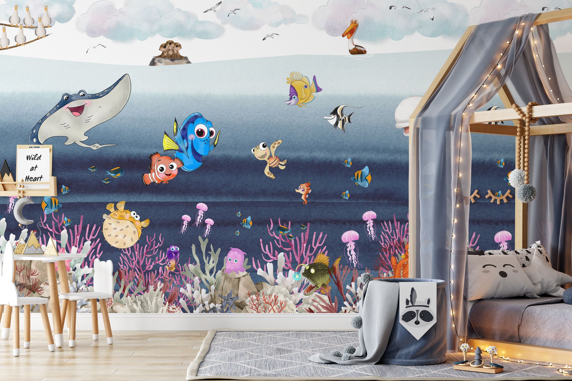 Finding Nemo Wall Mural Nemo and Dory Wall Mural Underwater Wallpaper ...