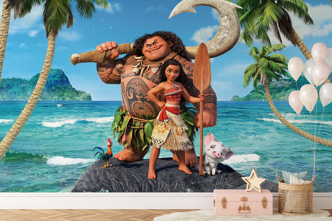 Moana Wall Mural Moana Wallpaper Moana Wall Decor Nursery Decor ...