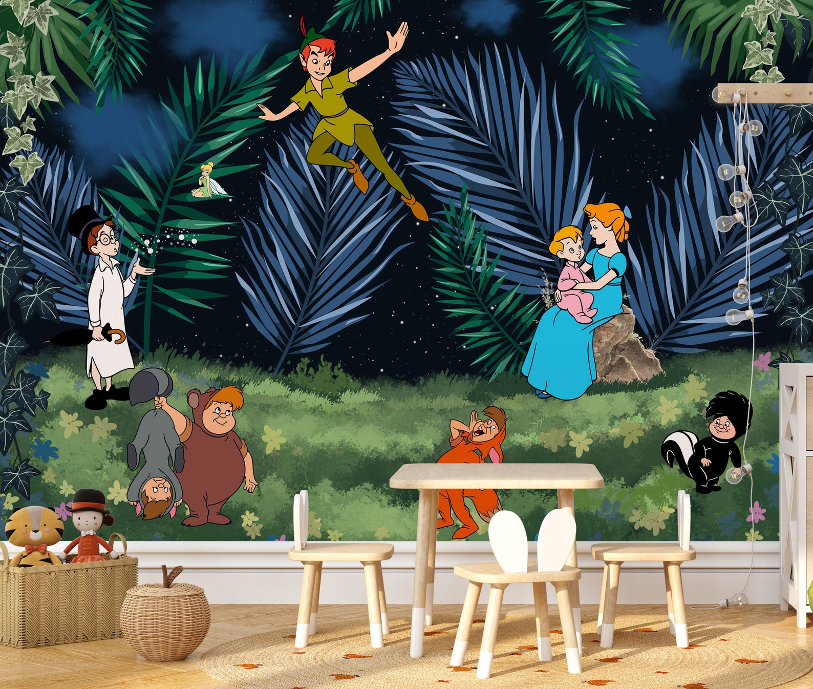 Peter Pan Wall Mural Neverland Wallpaper Nursery Decor Children ...