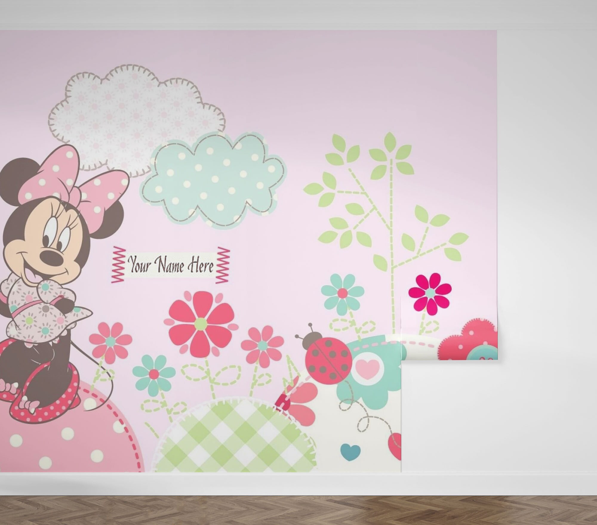 Minnie Mouse Wall Mural minnie Mouse Wallpaper Nursery Decor Children ...