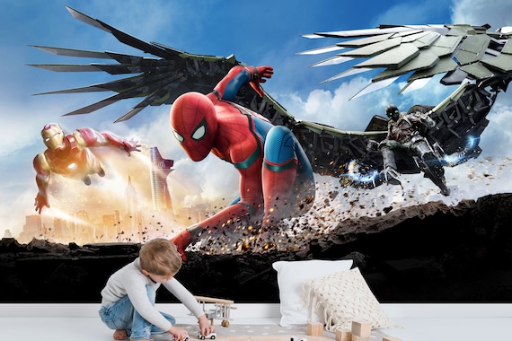 Spiderman Wall Mural Spider-man Wallpaper Nursery Decor | Etsy