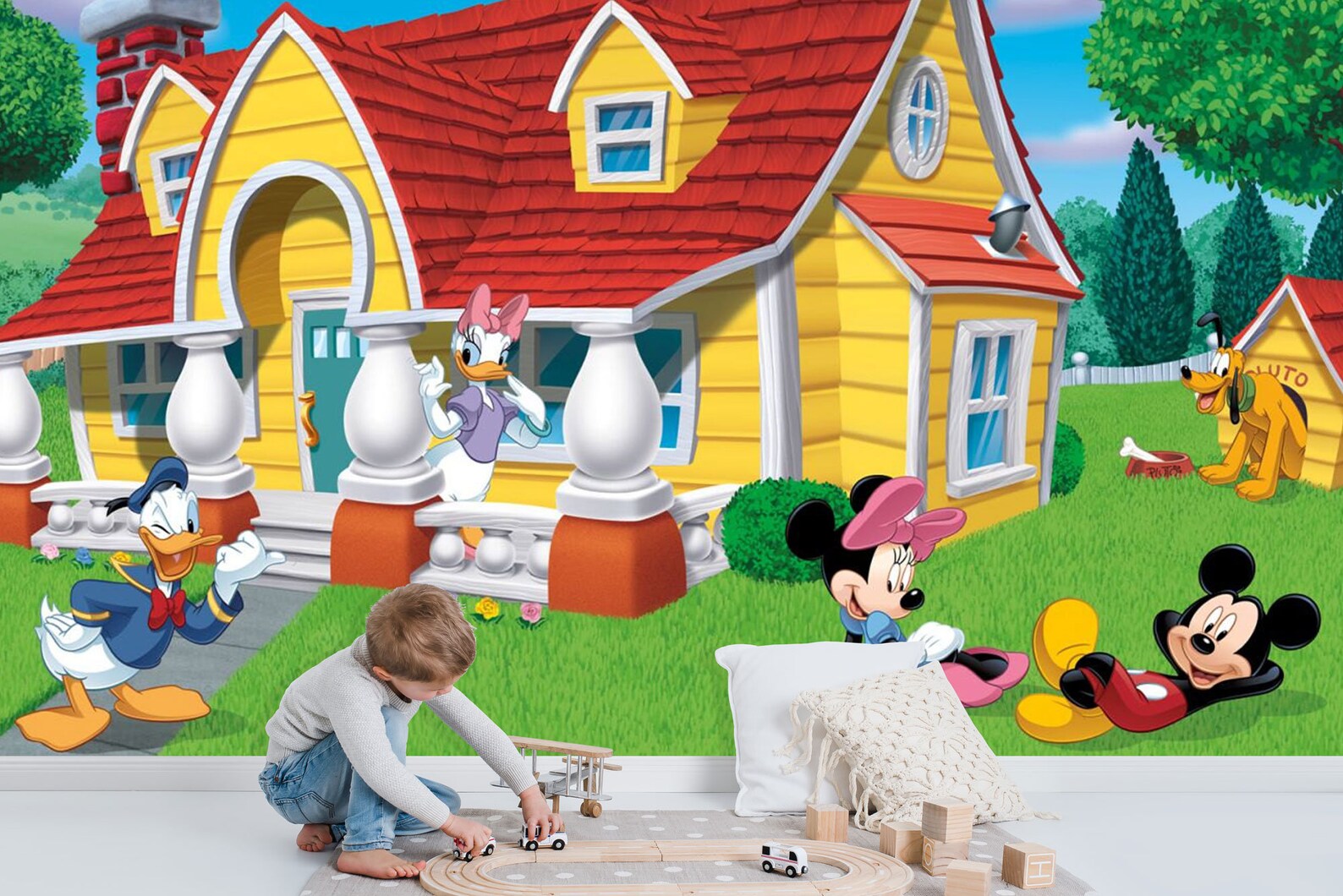 Mickey Mouse and Friends in the Backyard Wall Mural | Mickey Mouse ...