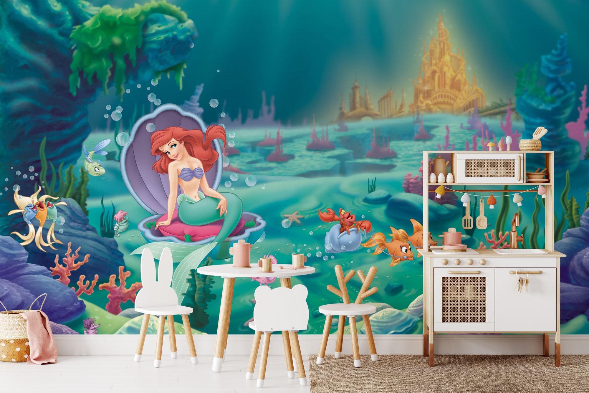 The Little Mermaid Wall Mural | Ariel Wallpaper | Nursery Decor ...