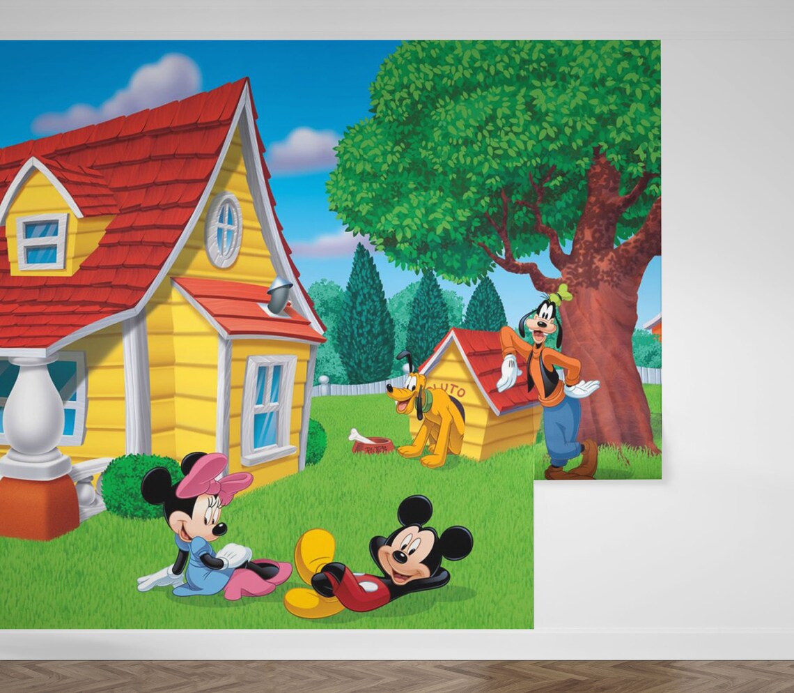 Mickey Mouse and Friends in the Backyard Wall Mural | Mickey Mouse ...