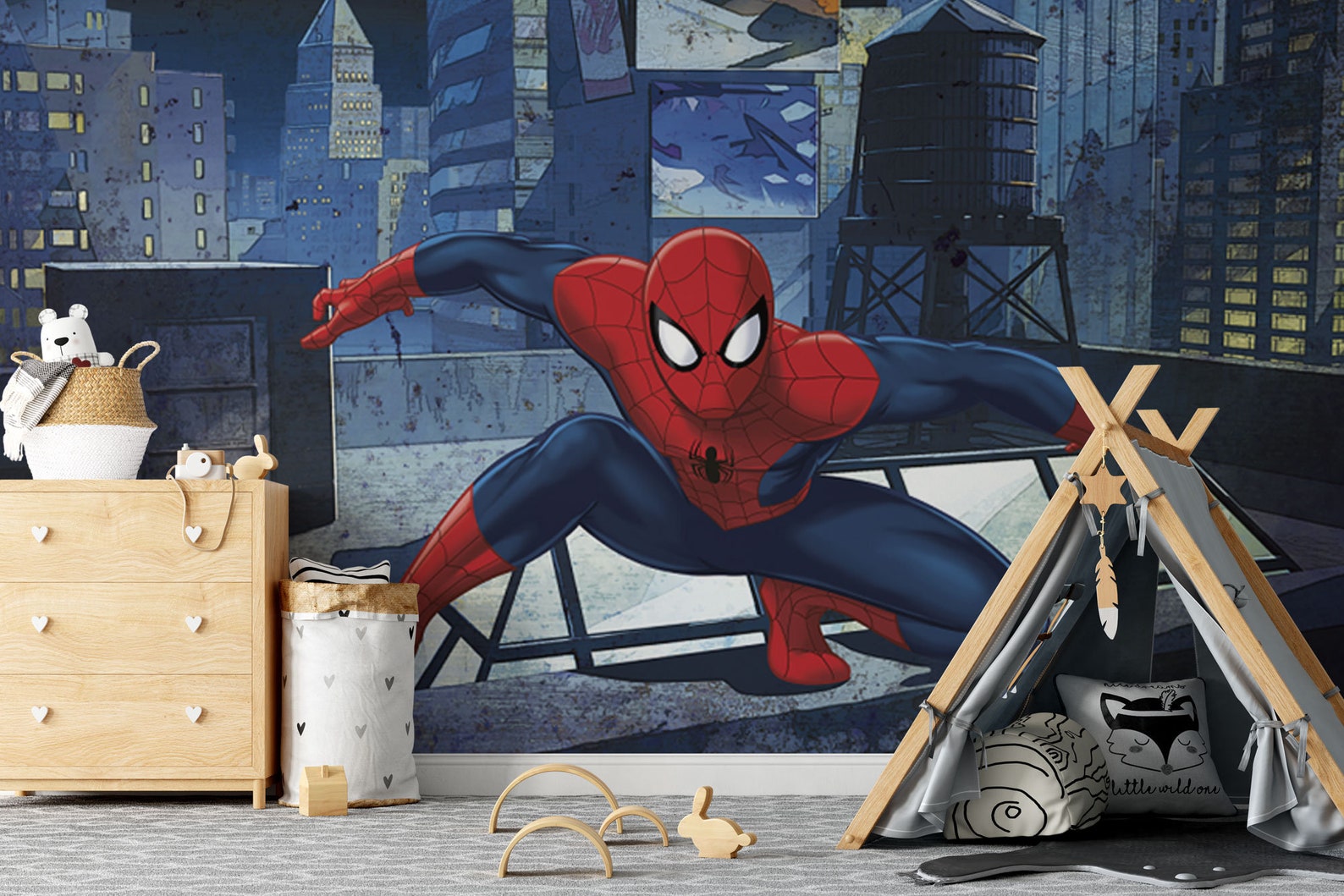 Spiderman Wall Mural Spider-man Wallpaper Nursery Decor - Etsy