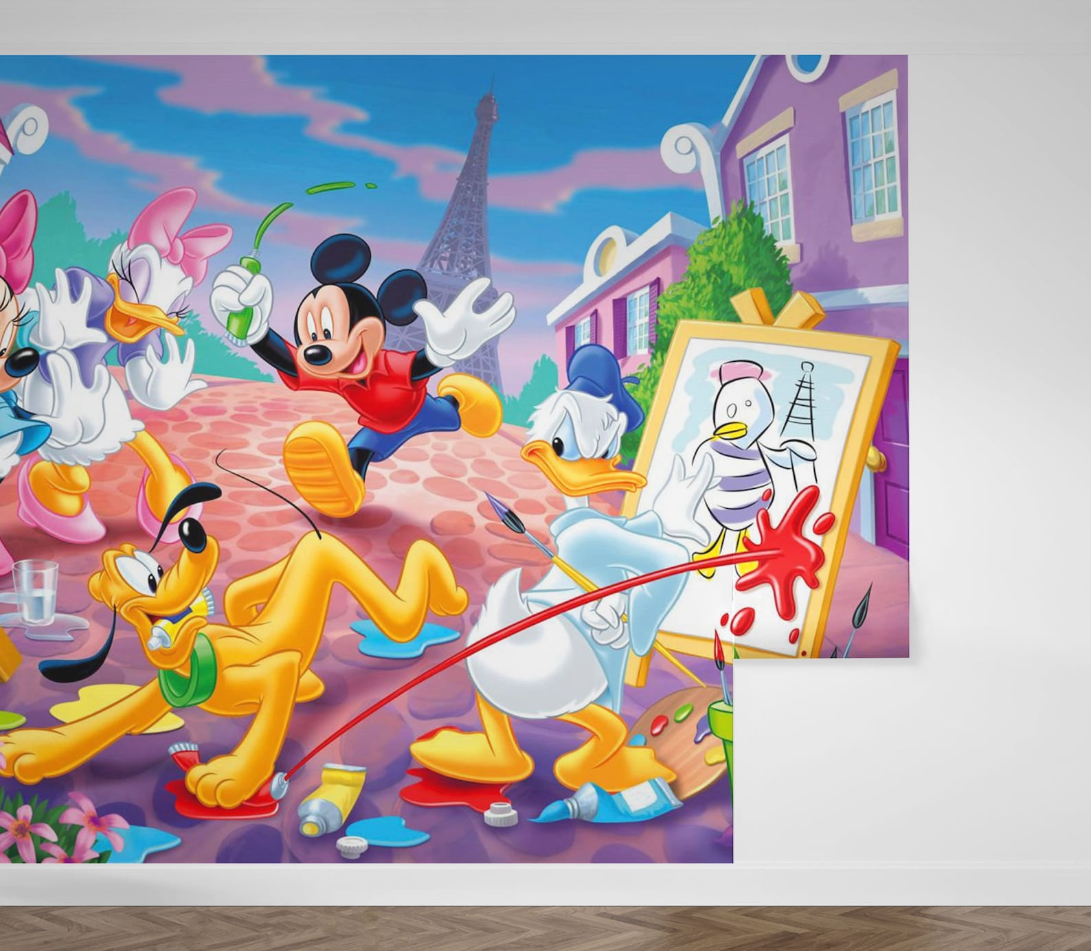 Mickey Mouse and Friends in Paris Wall Mural | Mickey Mouse Wallpaper ...