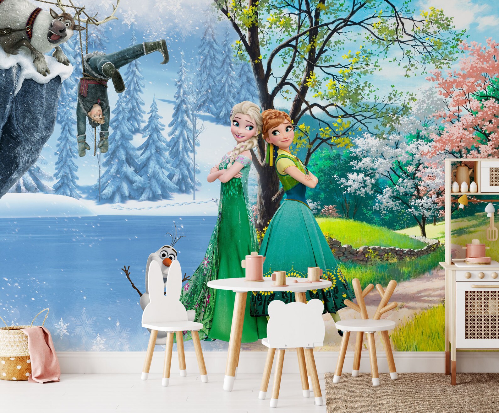 Frozen Wall Mural elsa and Anna Wallpaper Nursery Decor Children ...