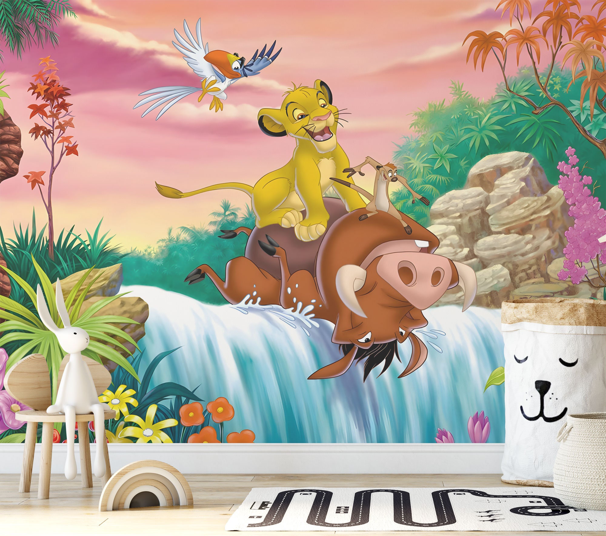 Simba and Friends Playing Around Wall Mural | Simba Wall Mural | Lion ...