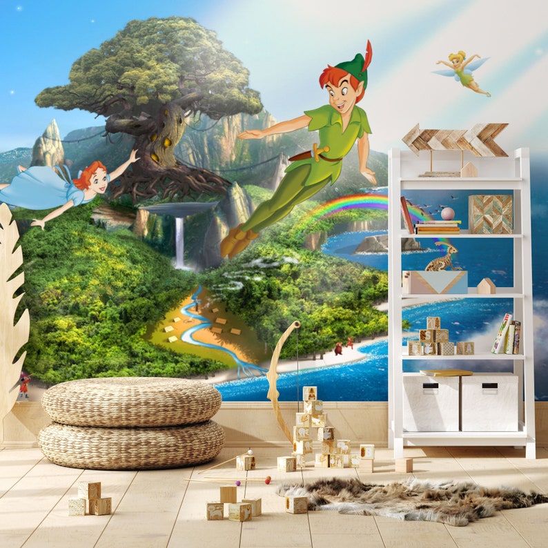 Peter Pan Wall Mural | Neverland Wallpaper | Nursery Decor | Children ...
