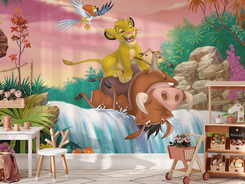Simba and Friends Playing Around Wall Mural | Simba Wall Mural | Lion ...