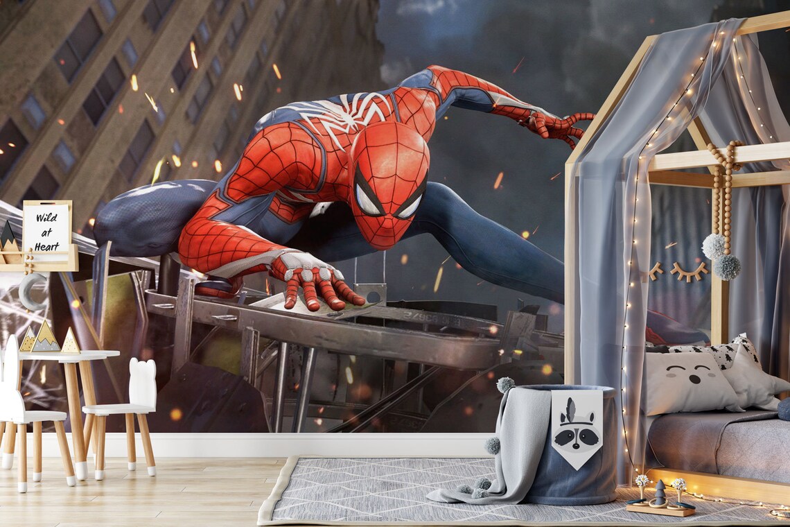 Spiderman Wall Mural Spider-man Wallpaper Nursery Decor - Etsy