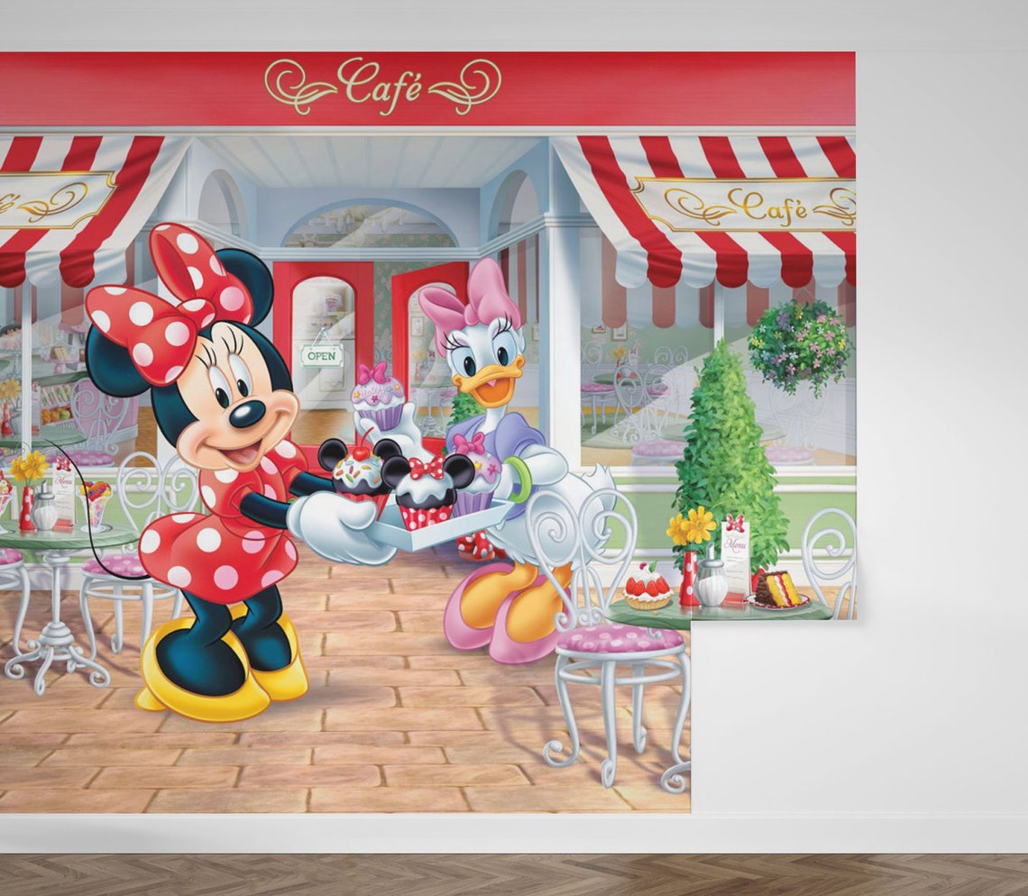 Minnie Mouse in the Sweet Shop Wall Mural Minnie Mouse and - Etsy