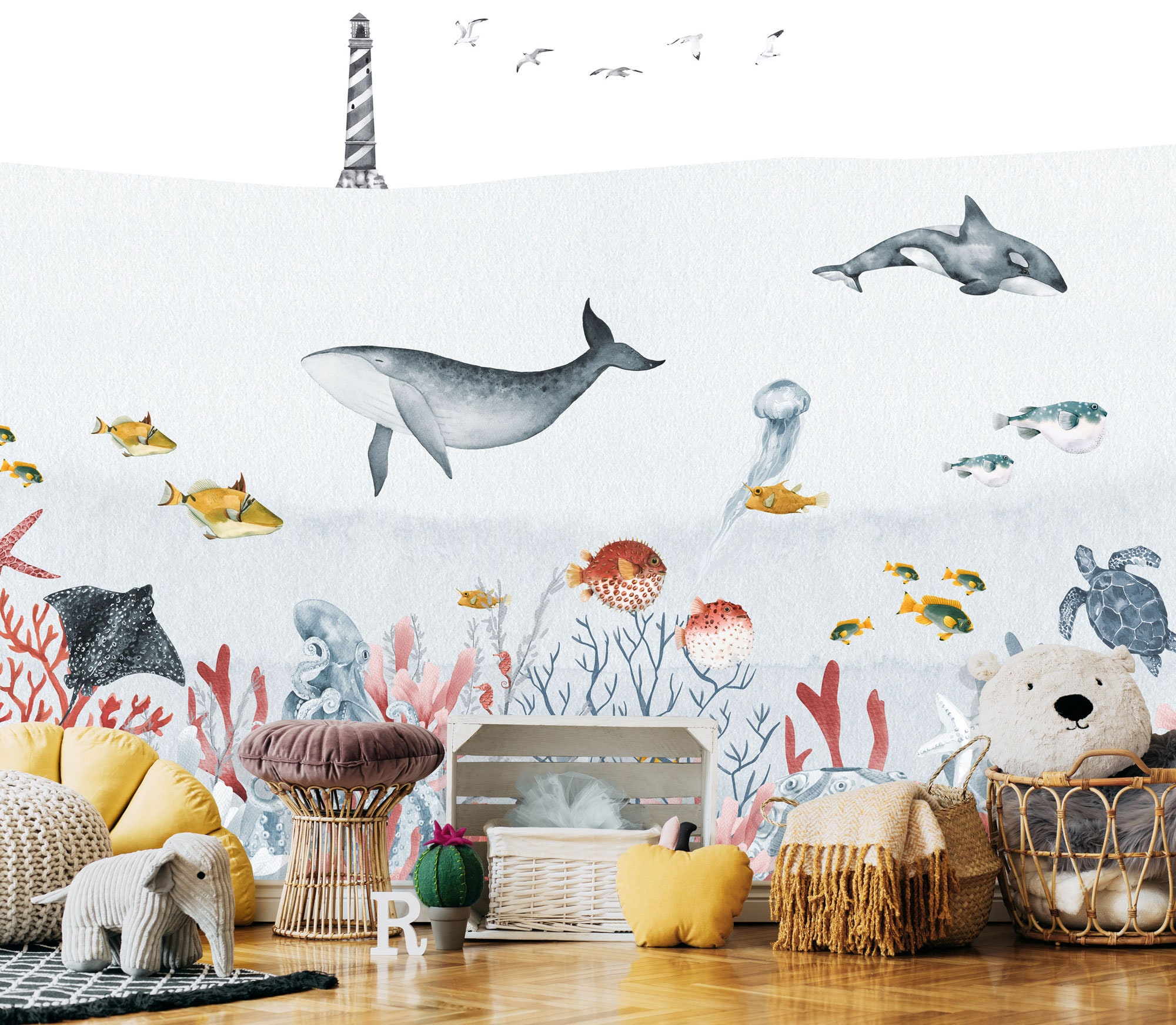 Under the Sea Wall Mural Sealife Wall Mural Underwater - Etsy