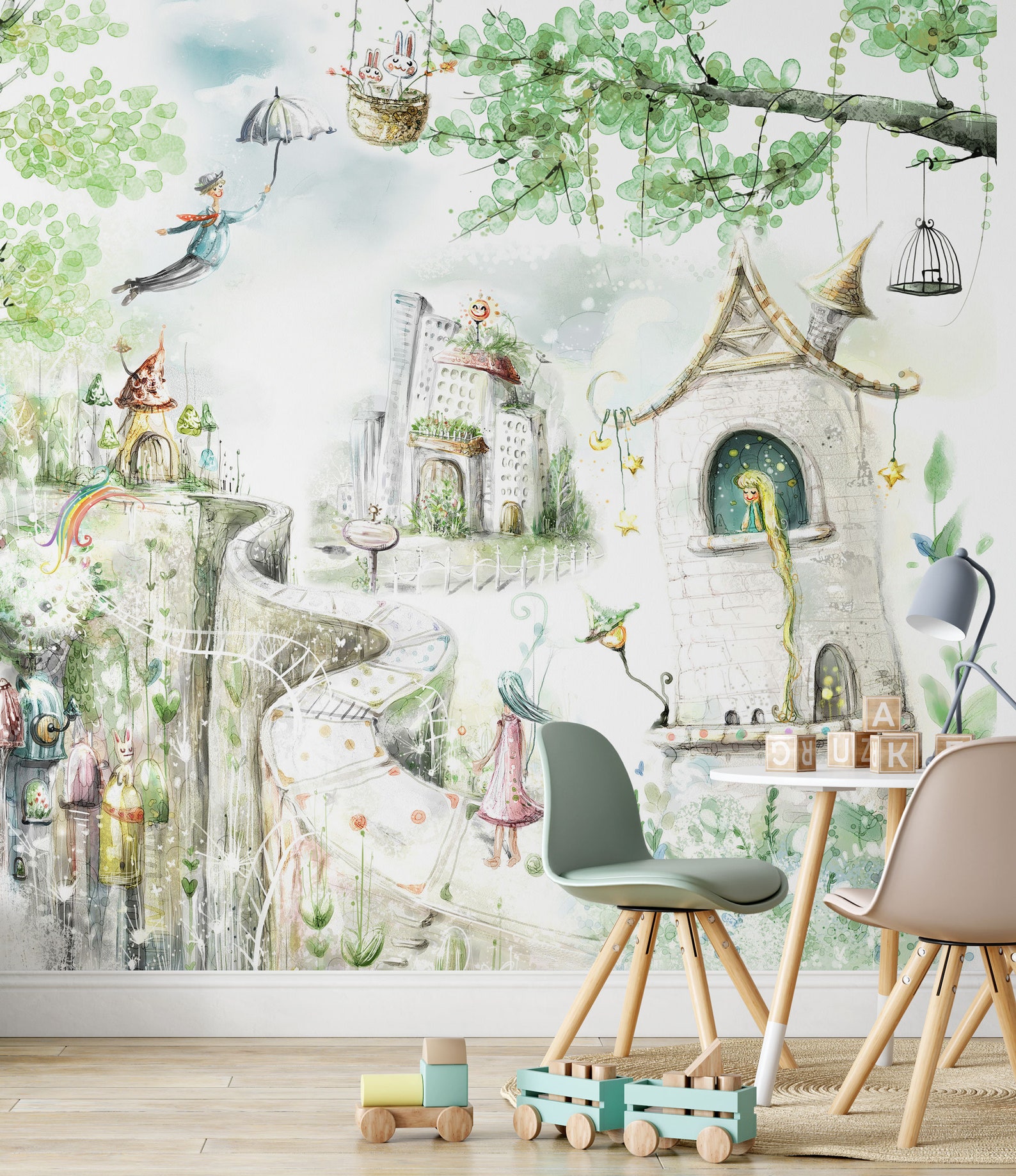 Fairy Tale Wall Mural | Fairy Tale Wallpaper | Fairy Tale Scene Wall ...