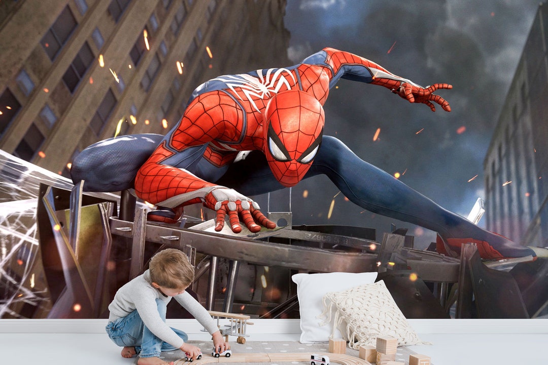 Spiderman Wall Mural | Spider-man Wallpaper | Nursery Decor | Children ...