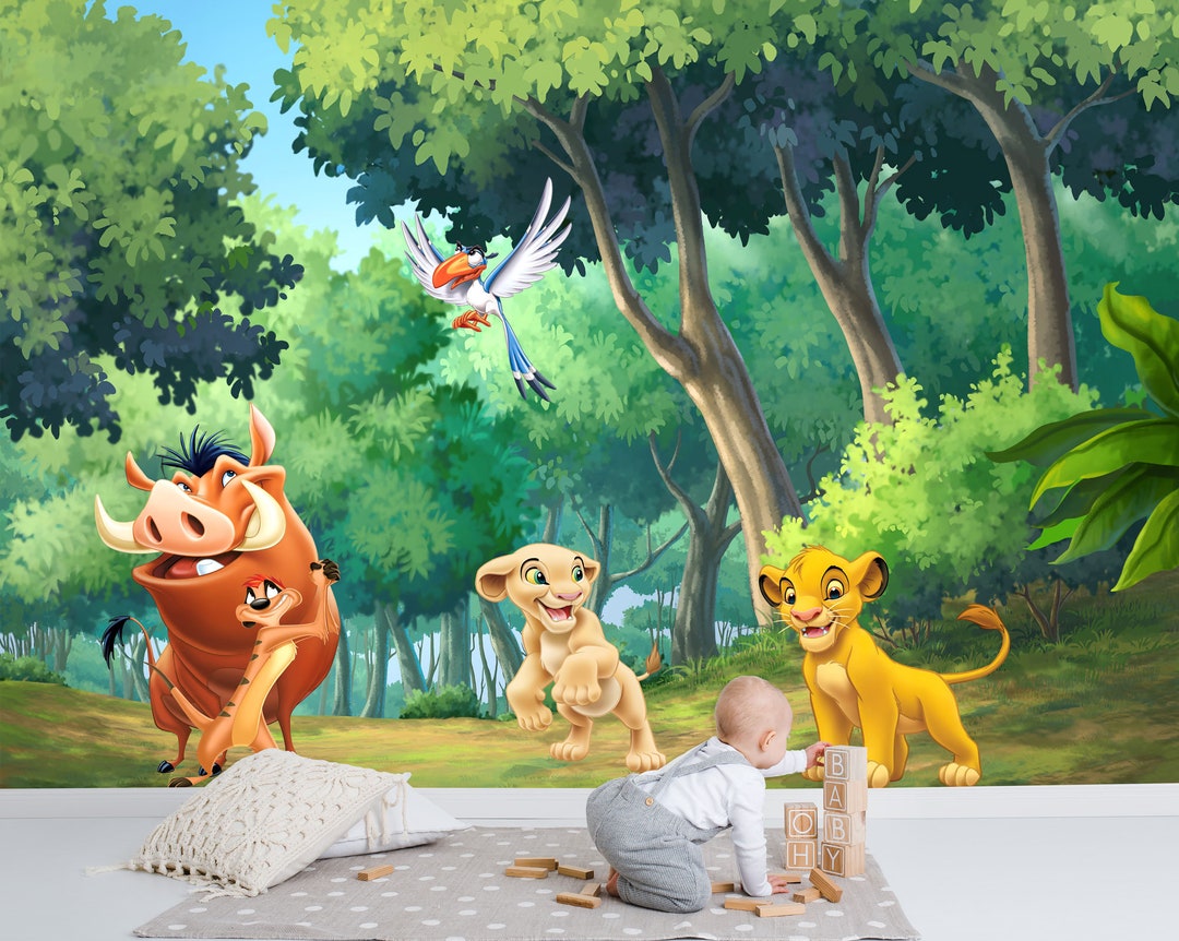 Simba Wall Mural | Lion King Wallpaper | Nursery Decor | Children ...