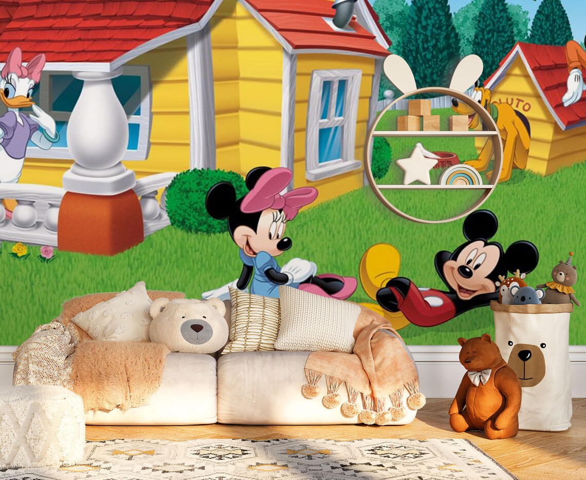 Mickey Mouse and Friends in the Backyard Wall Mural | Mickey Mouse ...