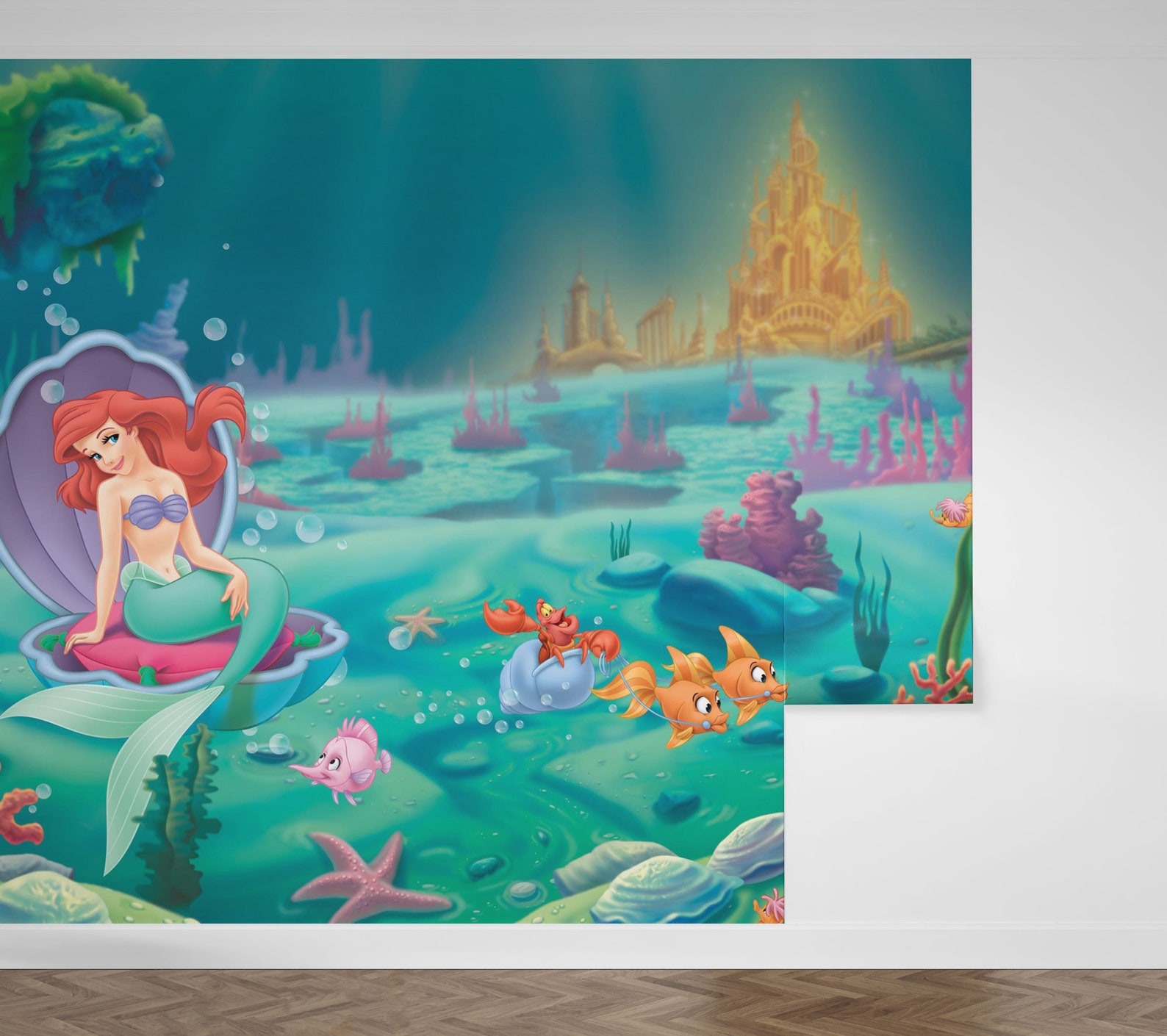 The Little Mermaid Wall Mural Ariel Wallpaper Nursery Decor Children ...
