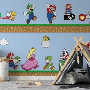 Super Mario Wall Mural | Mario Wall Mural | Super Mario Wallpaper ...