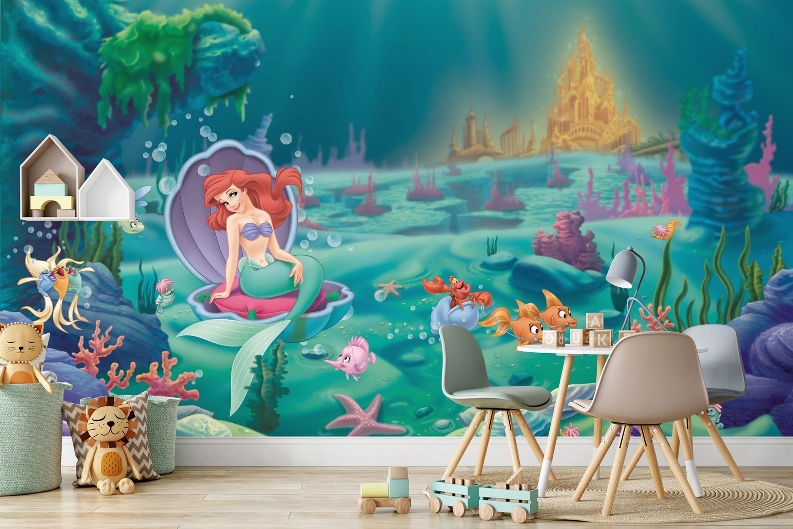 The Little Mermaid Wall Mural Ariel Wallpaper Nursery Decor Children ...
