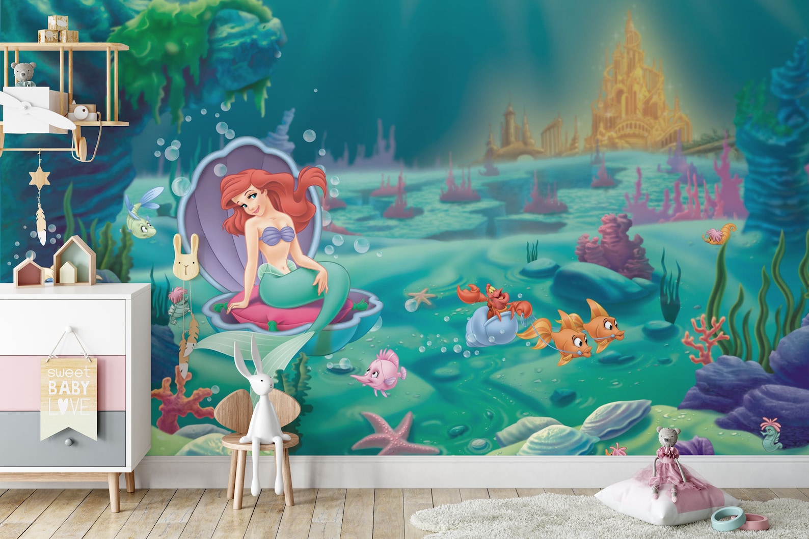 The Little Mermaid Wall Mural | Ariel Wallpaper | Nursery Decor ...