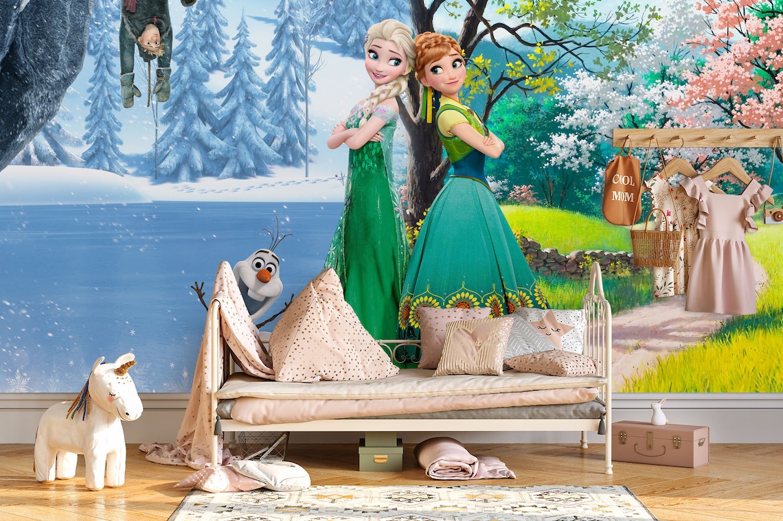 Frozen Wall Mural elsa and Anna Wallpaper Nursery Decor - Etsy