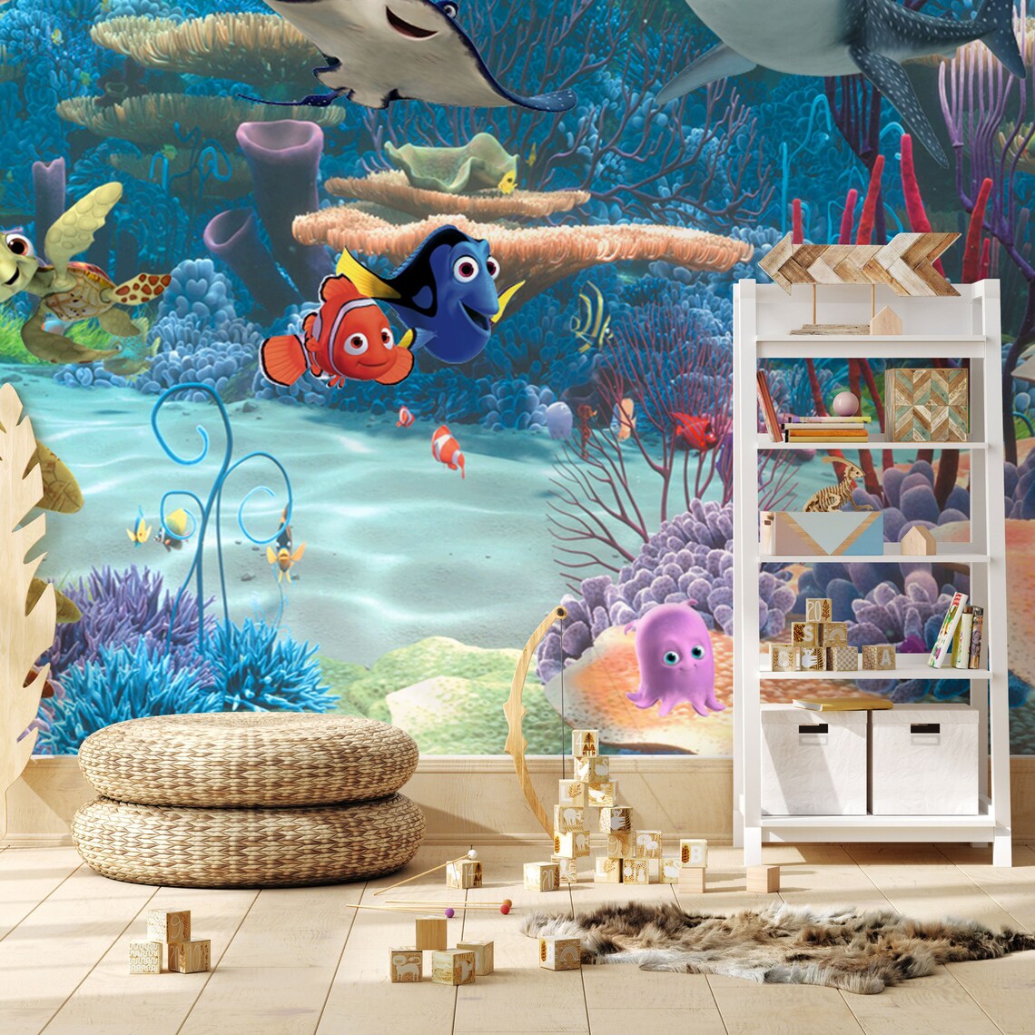 Nemo and Dory Wall Mural Finding Nemo Wallpaper Nursery - Etsy