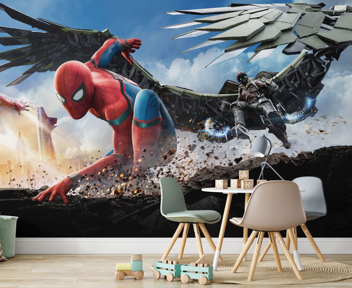 Spiderman Wall Mural Spider-man Wallpaper Nursery Decor - Etsy