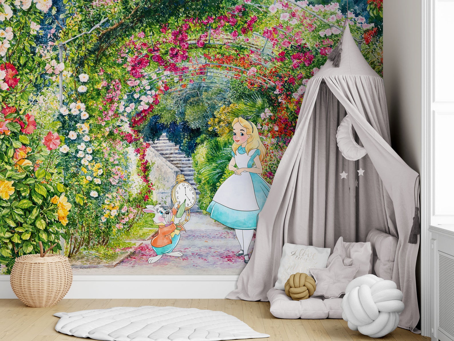 Alice Wall Mural Alice in Wonderland Wallpaper Nursery - Etsy