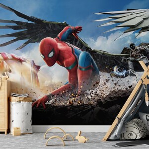 Spiderman Wall Mural | Spider-man Wallpaper | Nursery Decor | Children ...