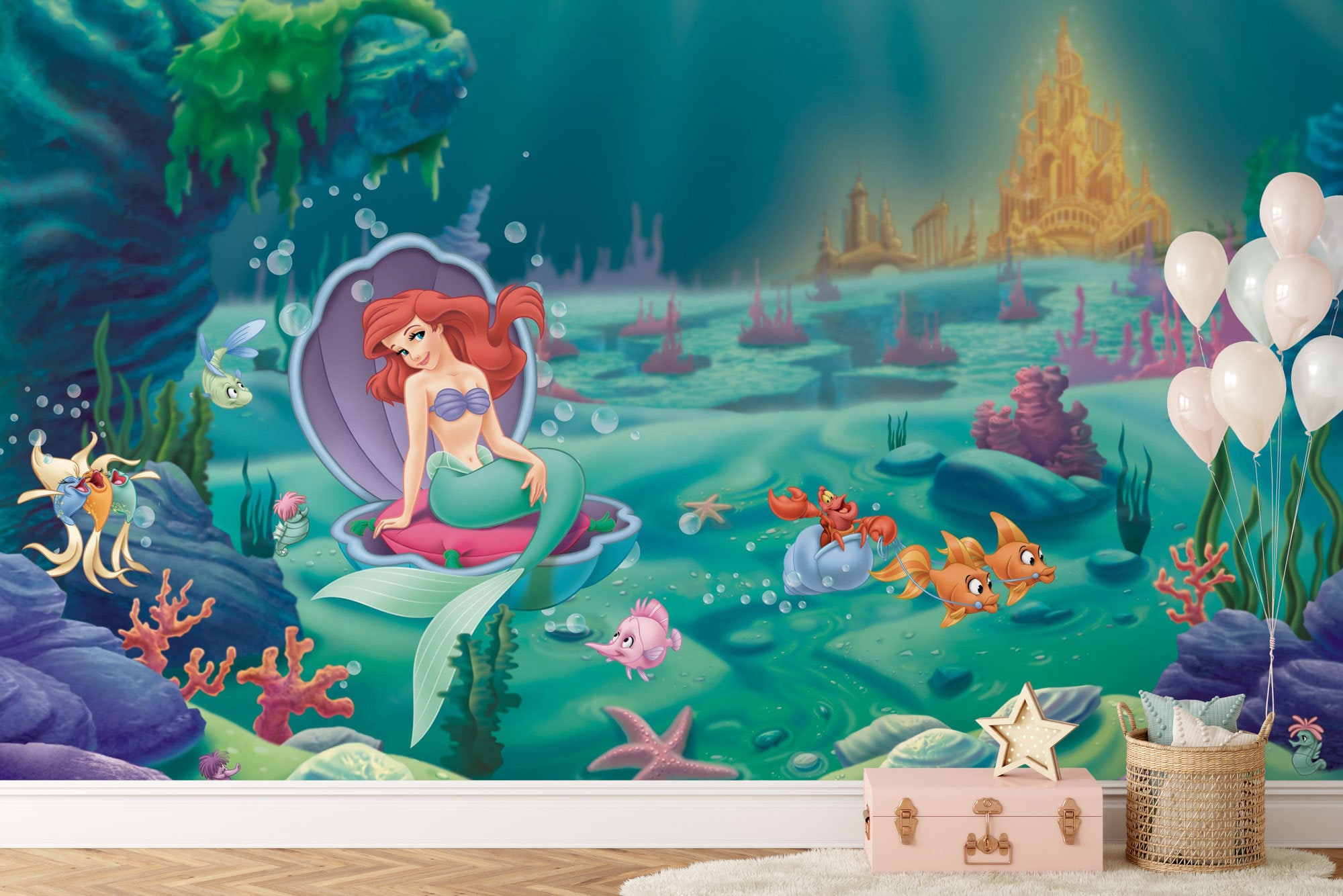 The Little Mermaid Wall Mural | Ariel Wallpaper | Nursery Decor ...