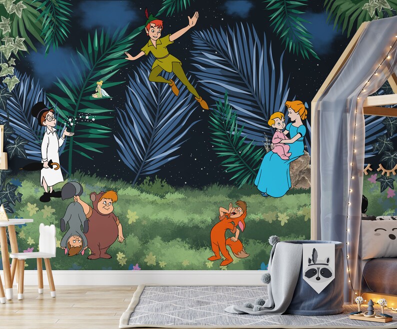 Peter Pan Wall Mural | Neverland Wallpaper | Nursery Decor | Children ...