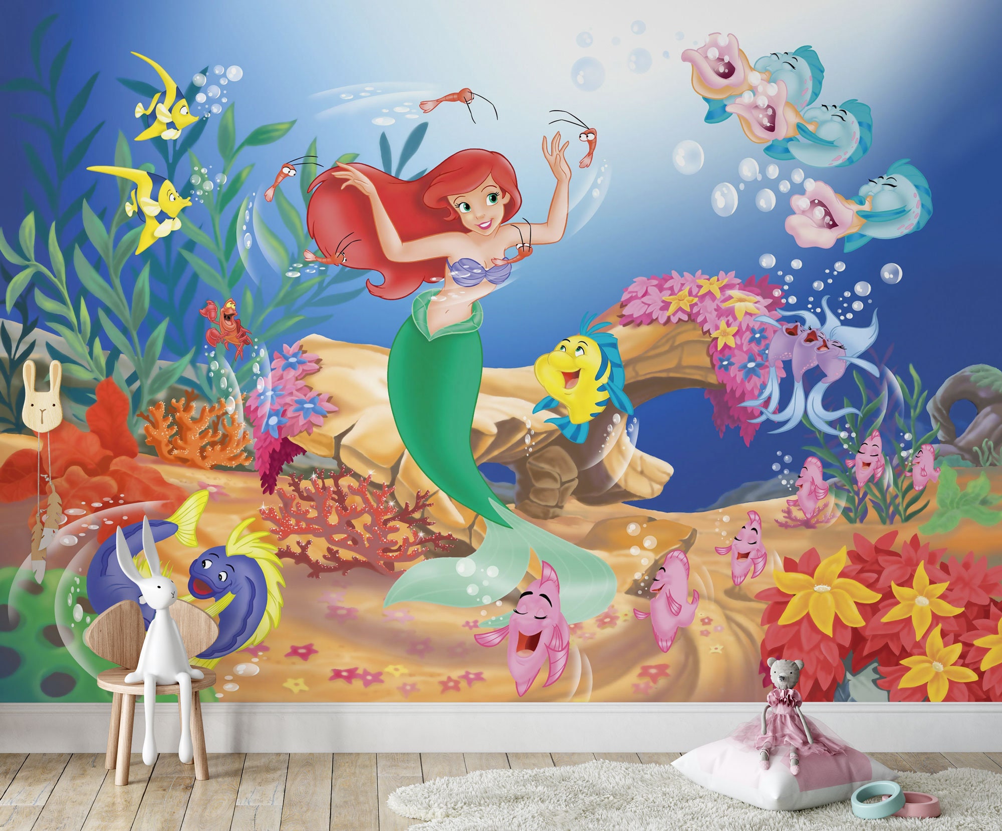 The Little Mermaid Wall Mural Ariel Wallpaper Nursery - Etsy