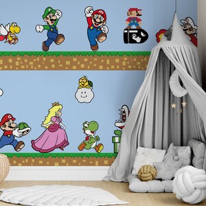 Super Mario Wall Mural | Mario Wall Mural | Super Mario Wallpaper ...