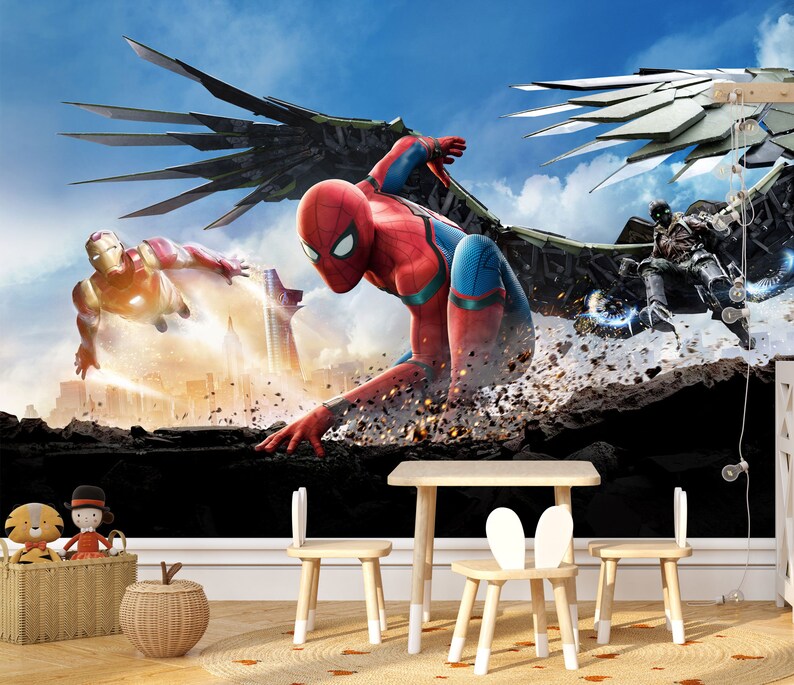 Spiderman Wall Mural Spider-man Wallpaper Nursery Decor - Etsy