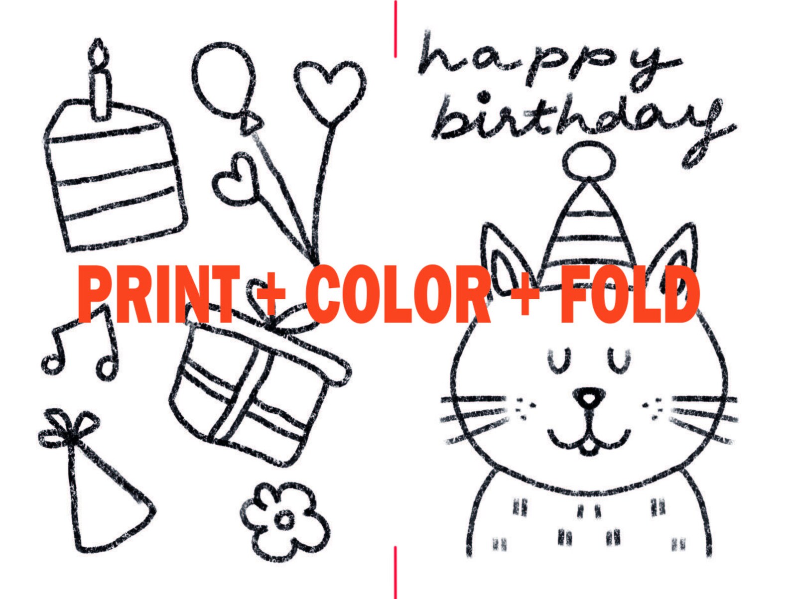 Printable Card | Coloring Greeting Card | Kids Color Birthday Card ...