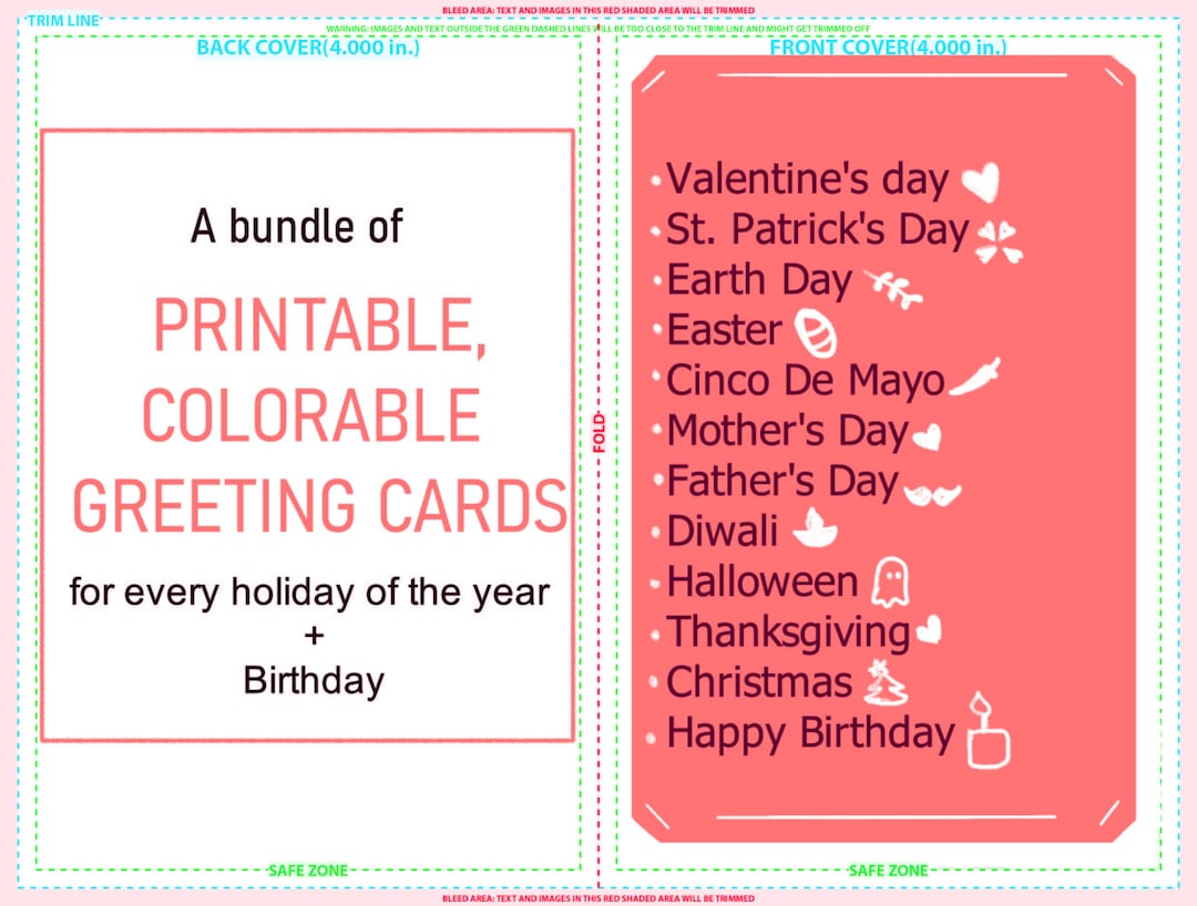 Printable Card | Coloring Greeting Card | Kids Color Birthday Card ...