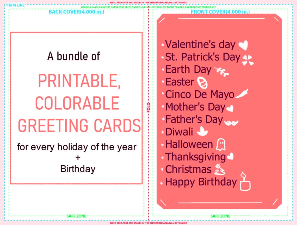 Printable Card | Coloring Greeting Card | Kids Color Birthday Card ...