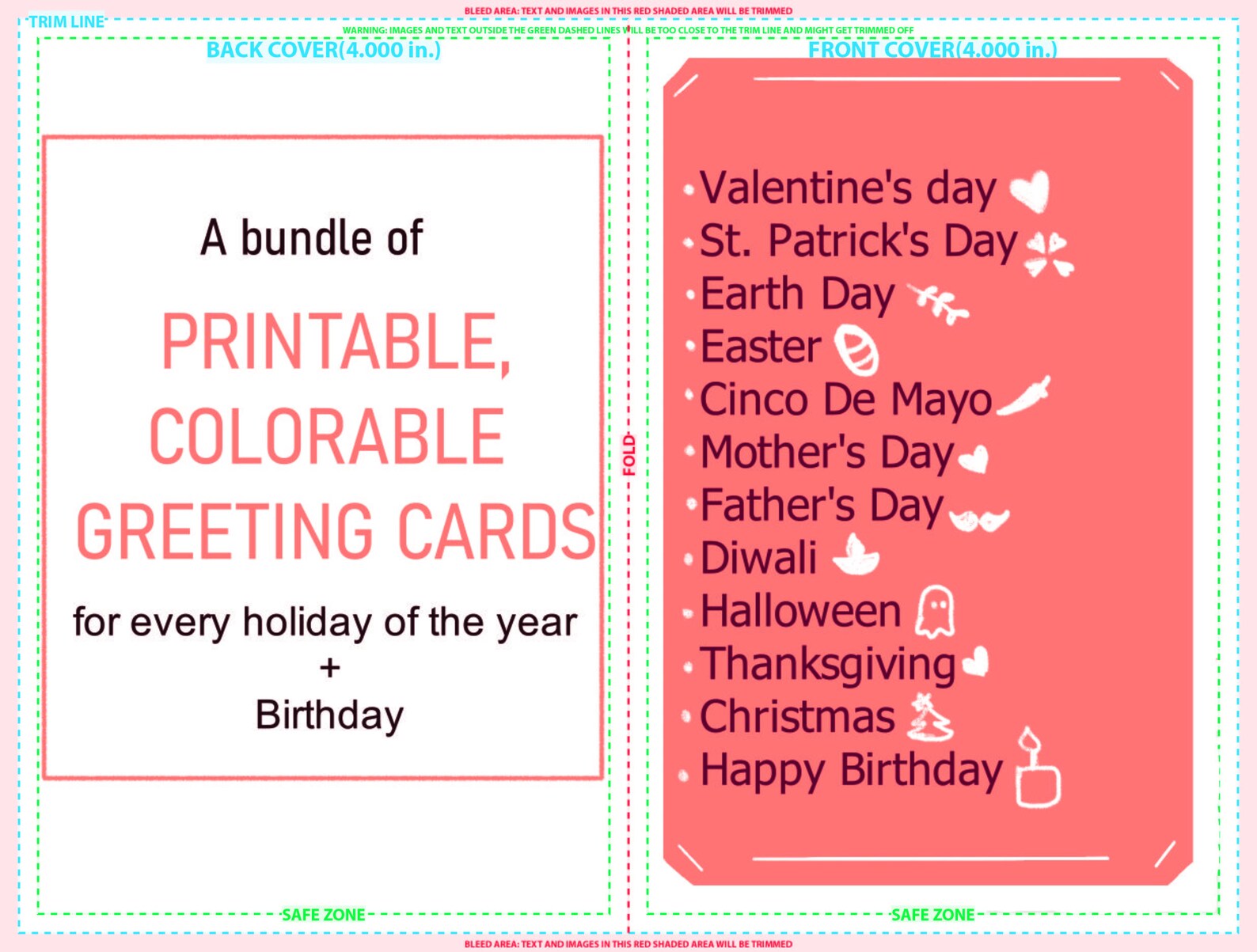 Printable Card | Coloring Greeting Card | Kids Color Birthday Card ...