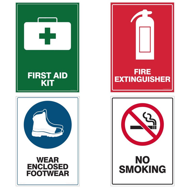Small Business Safety Sign Bundle, Emergency, Hazard, PPE Signage ...