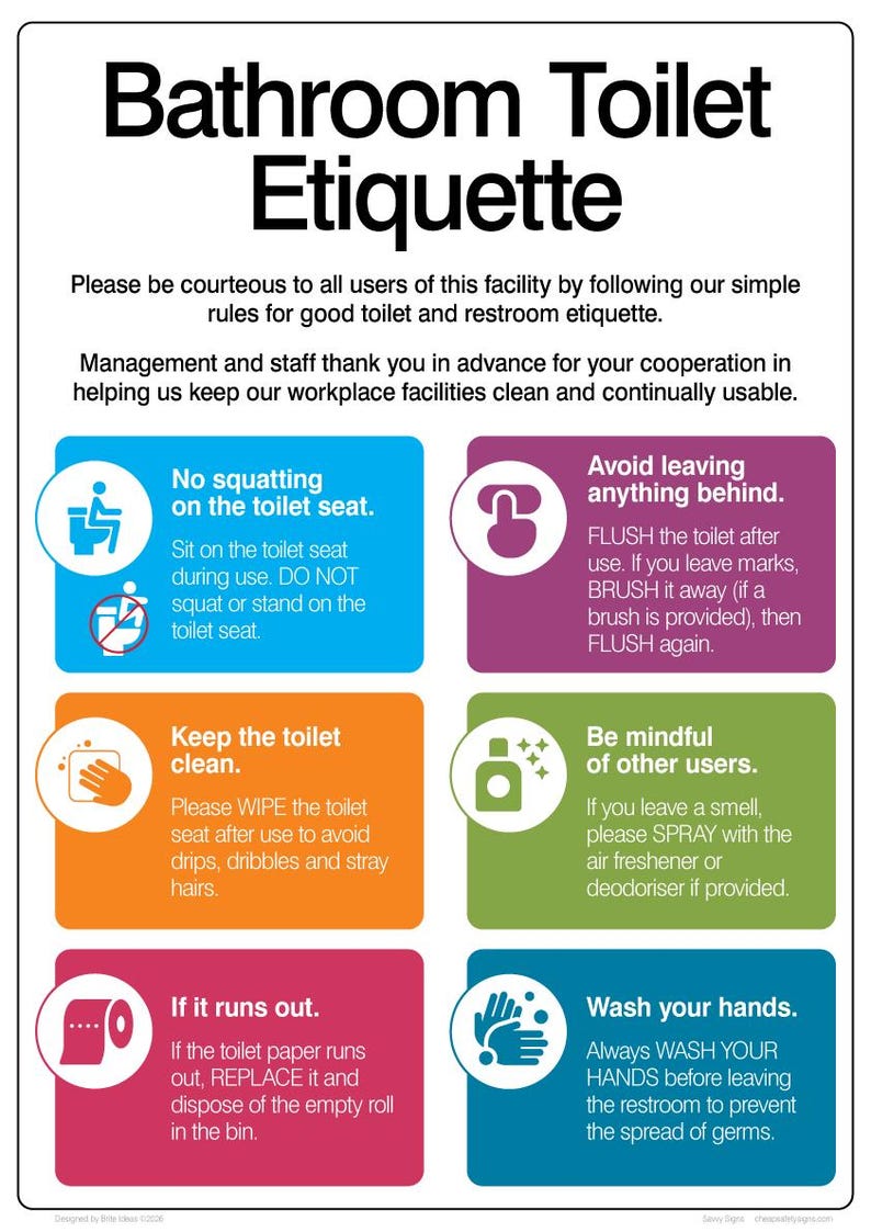 Restroom Etiquette Poster for Your Workplace (digital Product) - Etsy
