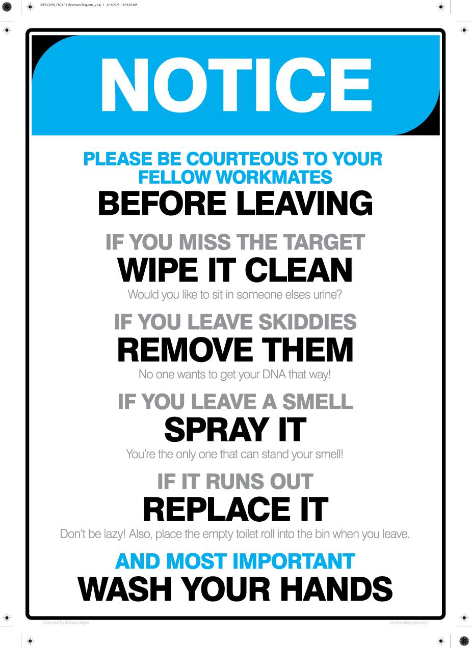 Bathroom Etiquette Poster for Your Workplace (digital Product) - Etsy