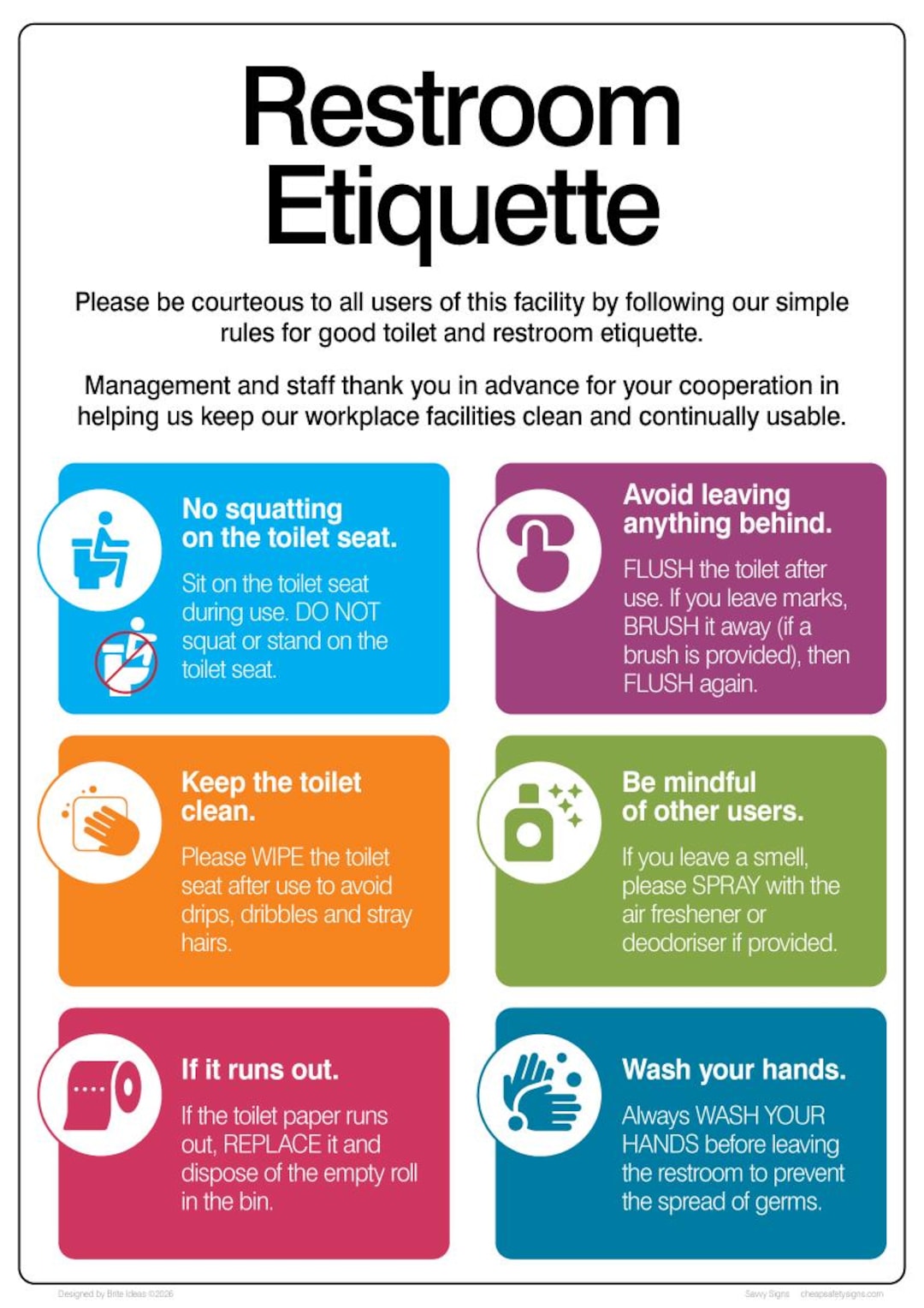 Restroom Etiquette Poster for Your Workplace (digital Product) - Etsy