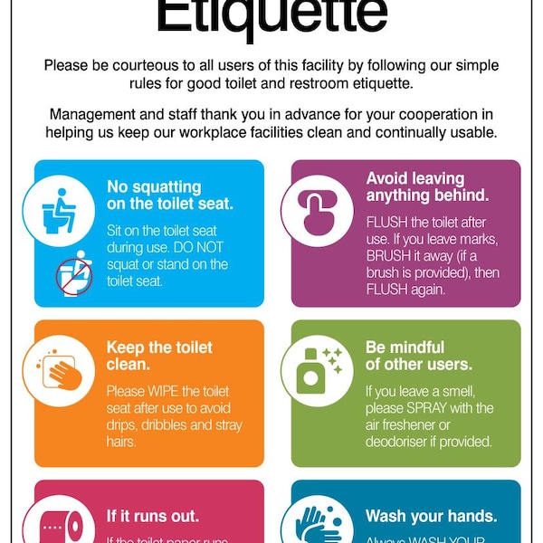 Bathroom Etiquette Signs for Workplace - Etsy