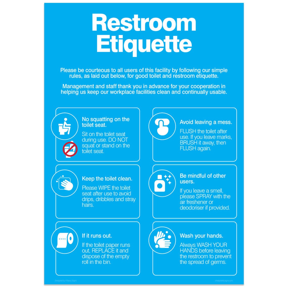 Restroom Etiquette Poster for Your Workplace (digital Product) - Etsy