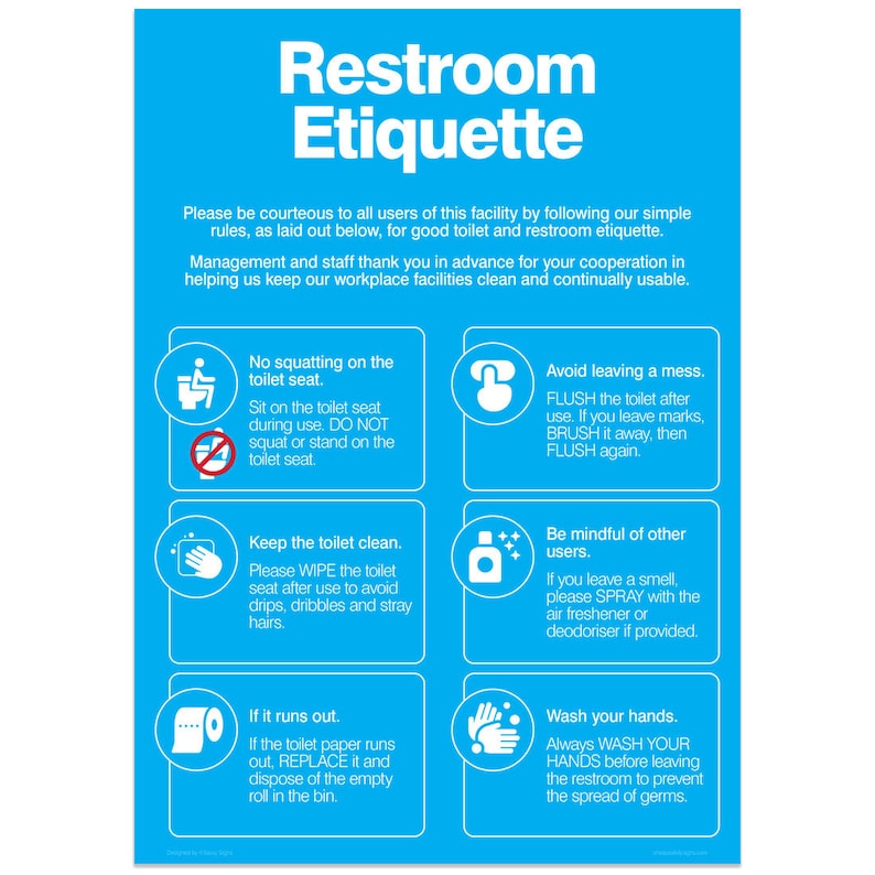 Restroom Etiquette Poster for Your Workplace (digital Product) - Etsy