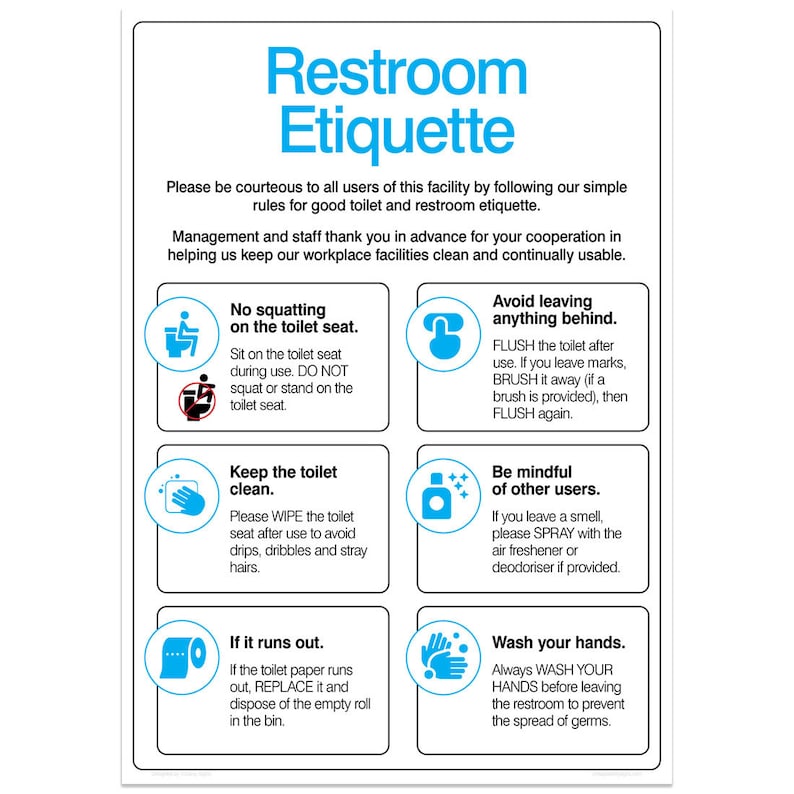 Restroom Etiquette Poster for Your Workplace (digital Product) - Etsy